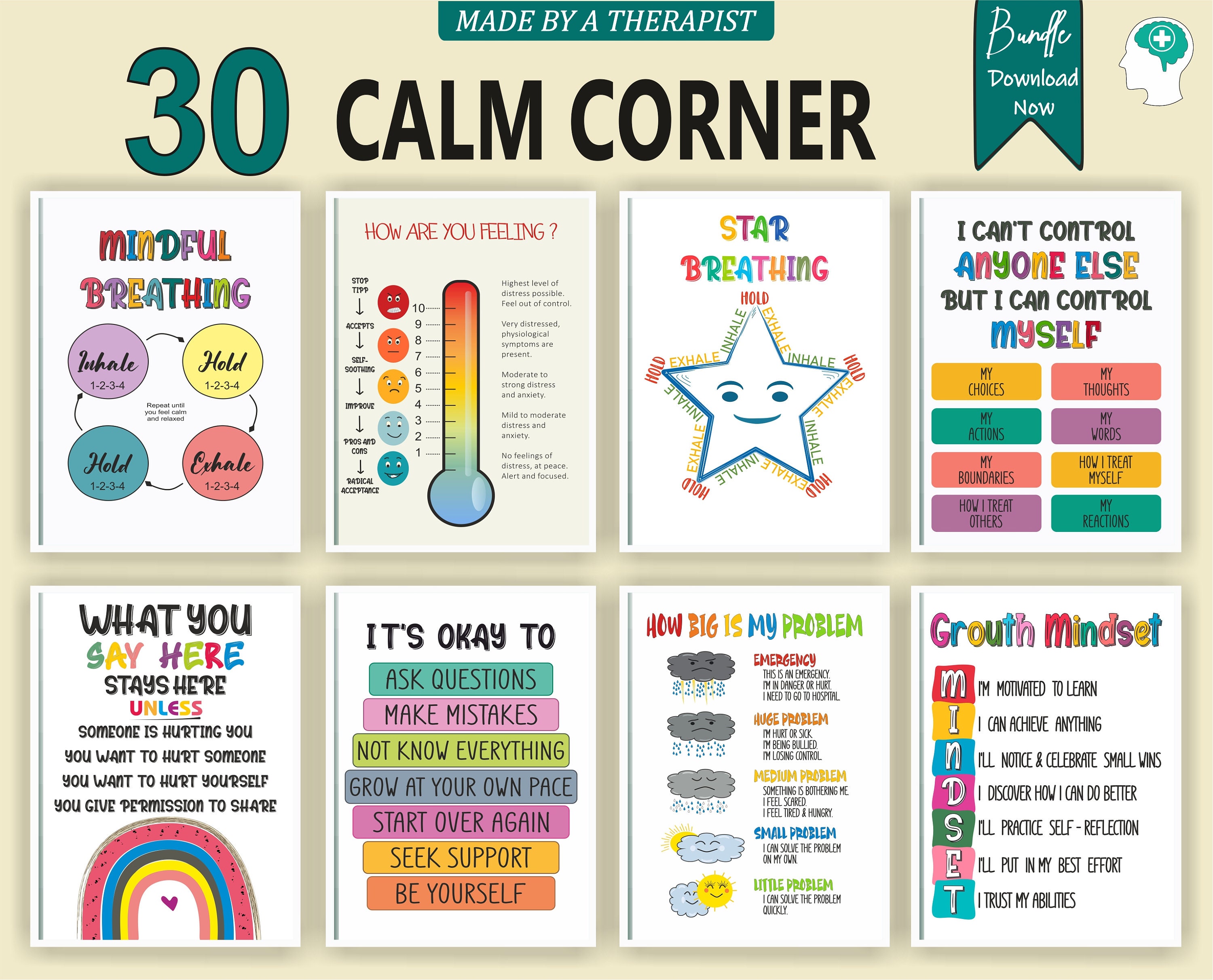 30 Calming Down Corner, School Bulletin Board Printable Calm Corner ...