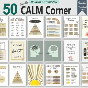 50 Boho Therapy Office Decor Calming Down Corner Educational Posters ...