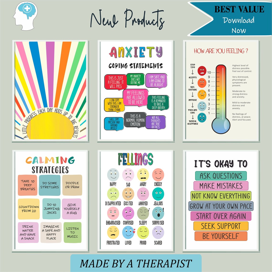 45 Calm Down Corner Calming Corner Posters Rainbow Breathing Self ...