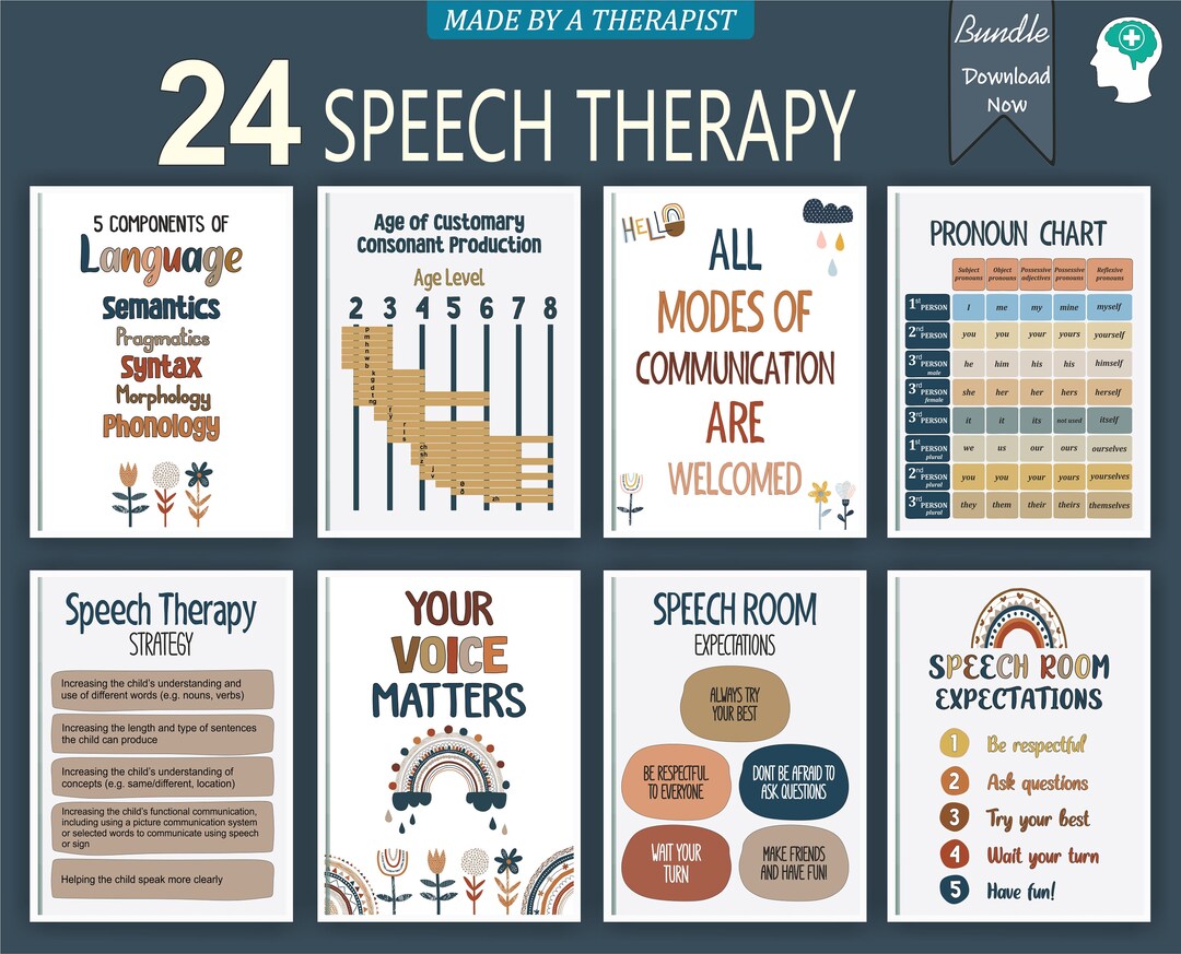 24 Speech Matters Pronoun Chart Speech Work Sheets SLP Office Decor ...