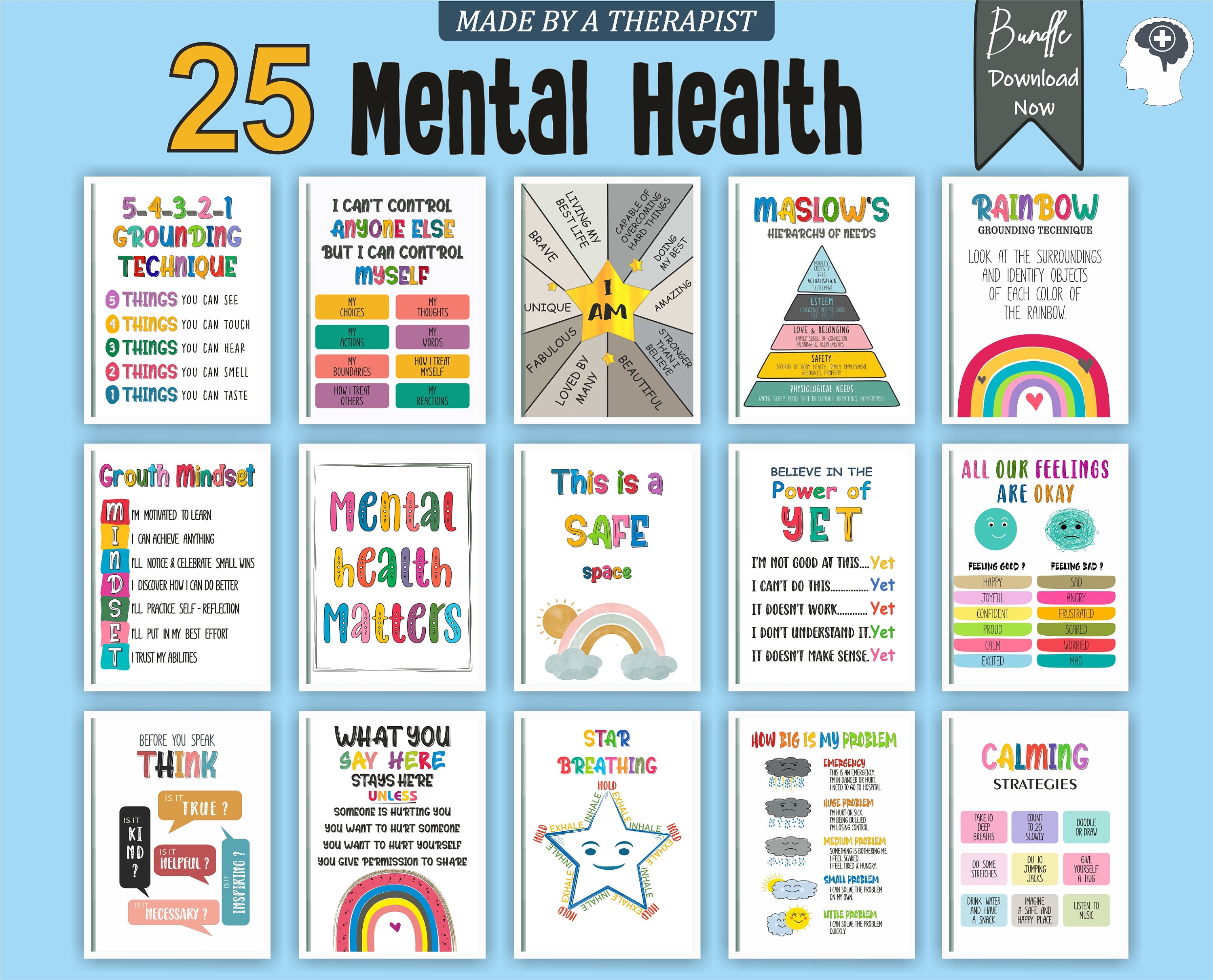 25 Kids Mental Health Bulletin Board Kit Social Worker Therapy Back to ...