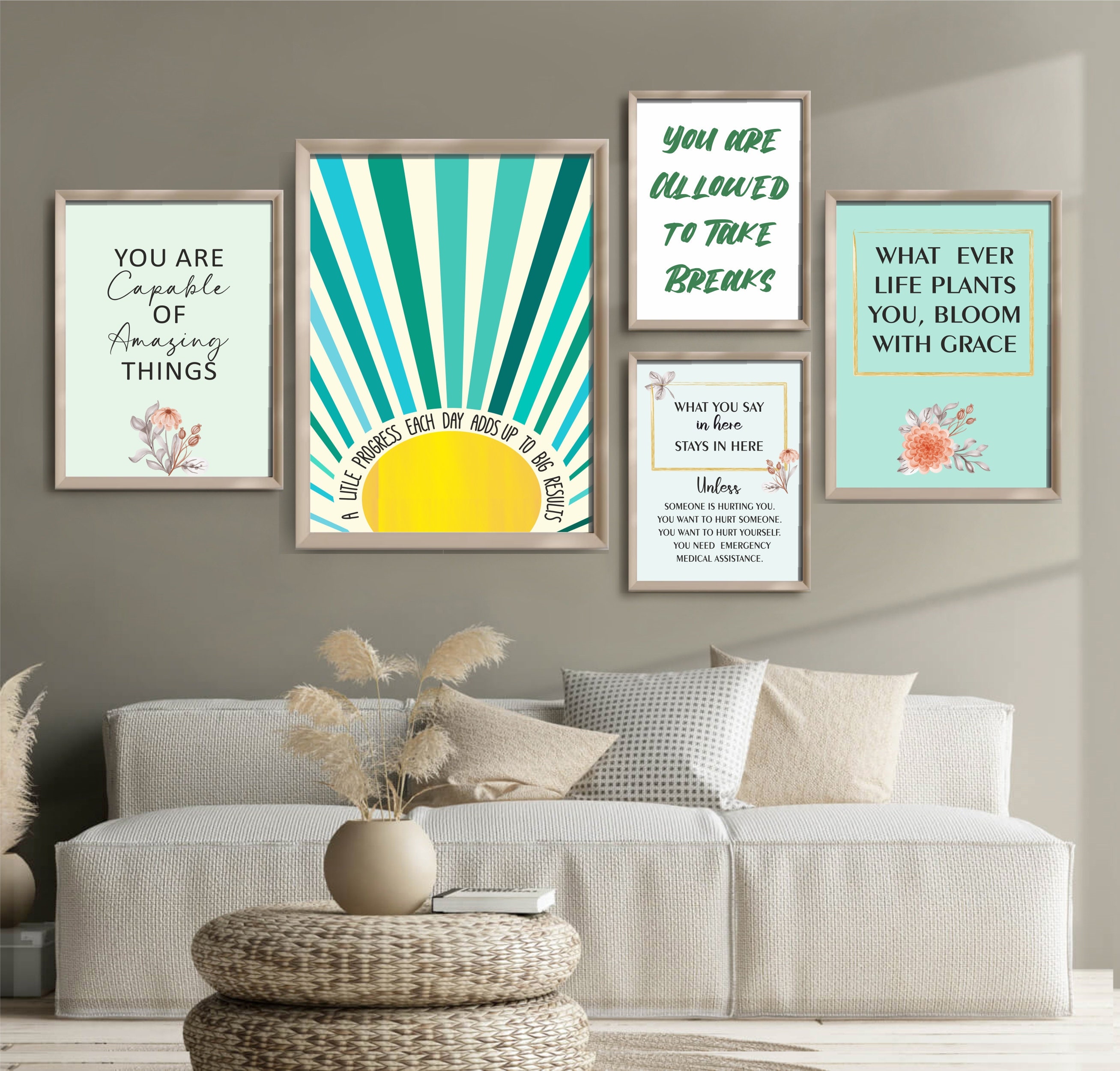 18 Boho Mental Health Posters Bulletin Board Kit Counseling Door Gifts ...