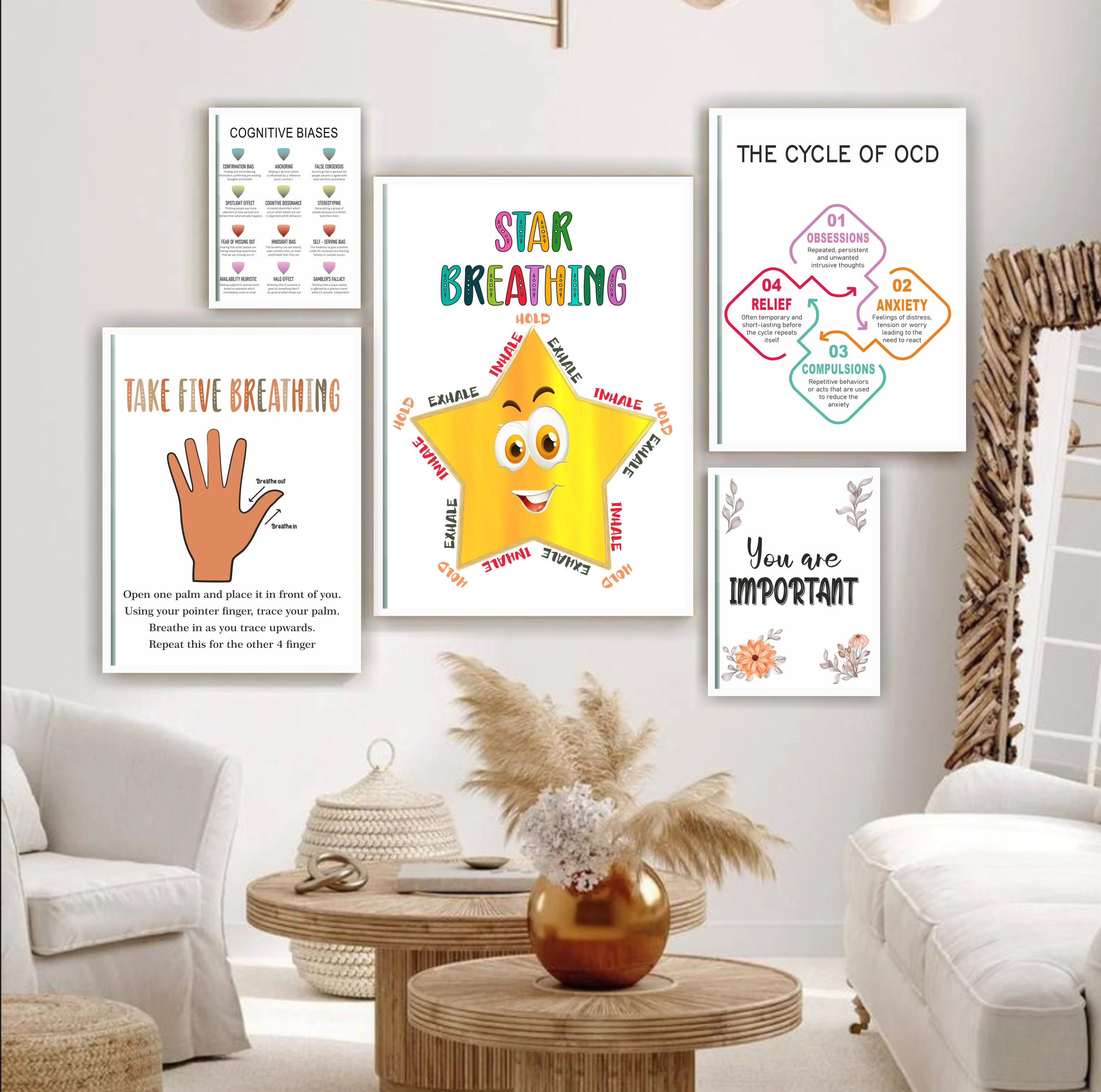 50 Calming Corner Posters Psych Emotion Chart Mental Health Posters ...