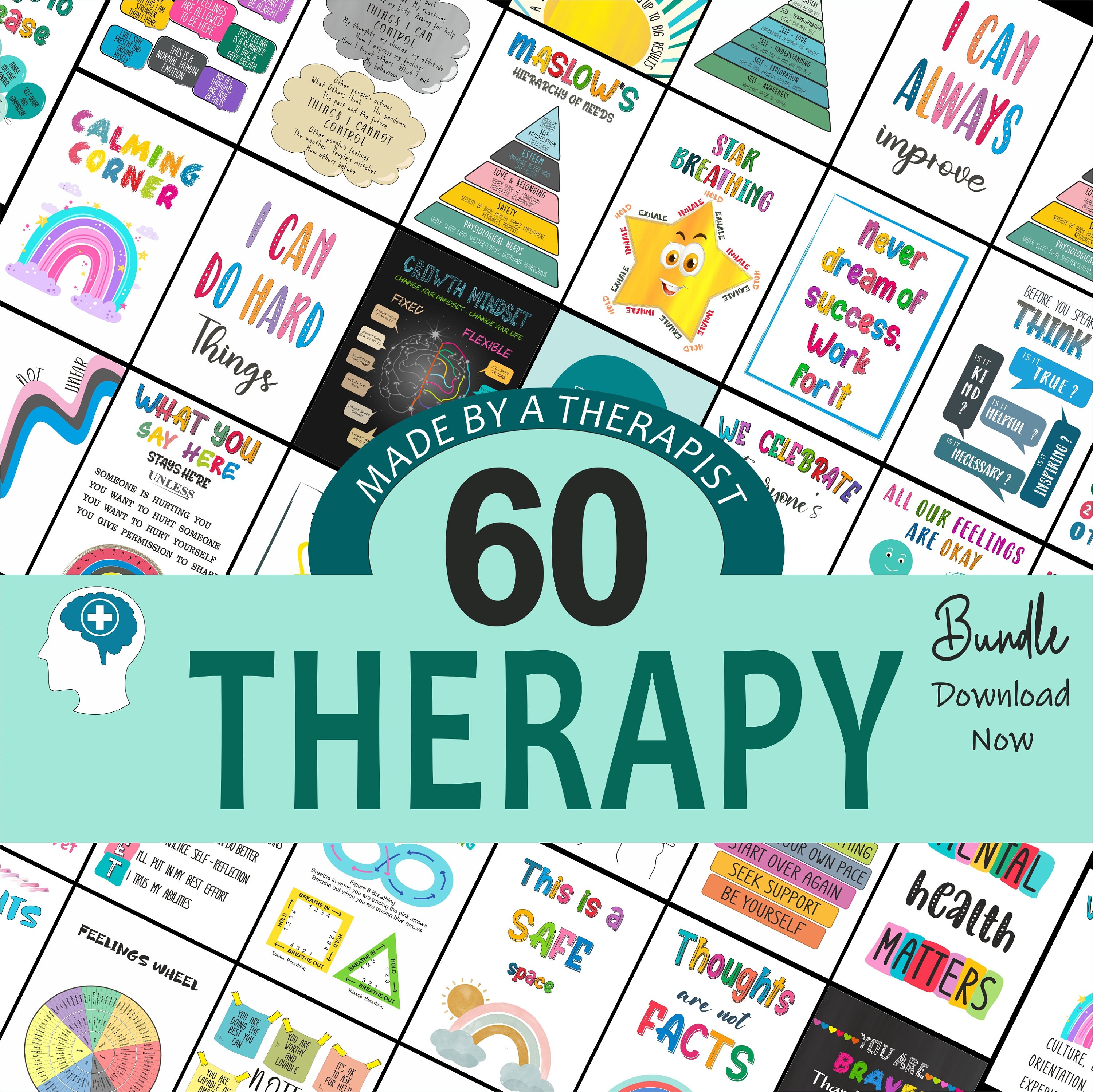 60 Emotions Poster Health Room Sign School Counselor Office Therapy Art ...