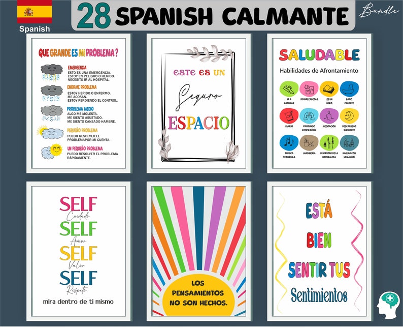 28 Spanish Classroom Posters Decor, Spanish Bulletin Board Calming ...