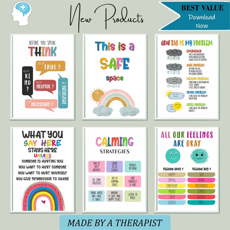 25 Kids Mental Health Bulletin Board Kit Social Worker Therapy Back to ...