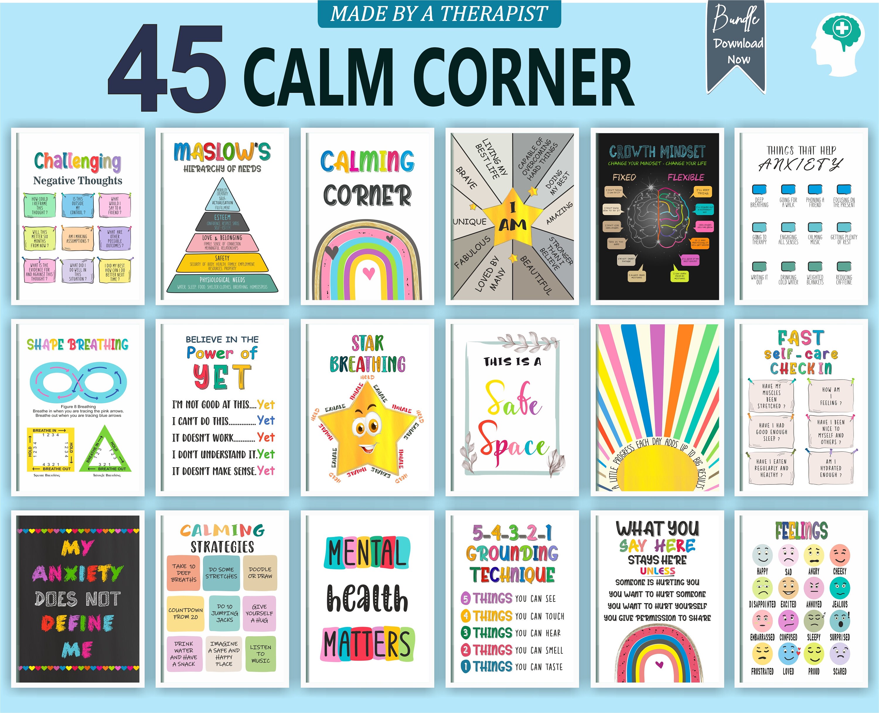 45 CBT DBT Social Studies Classroom Decor School Psychology Wall Art ...