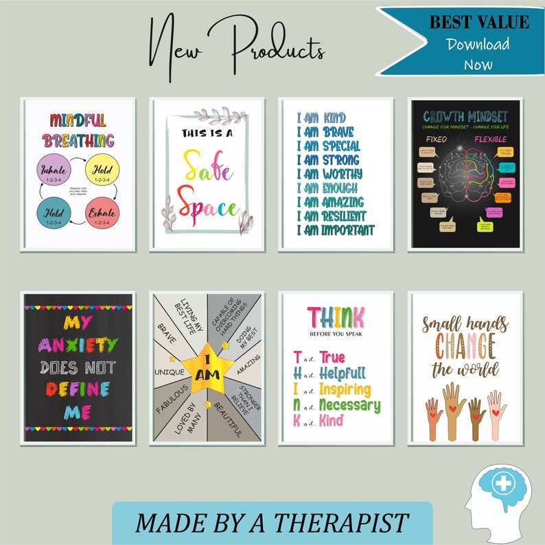 40 Educational Posters Printable Emotions Poster Health Room Sign ...