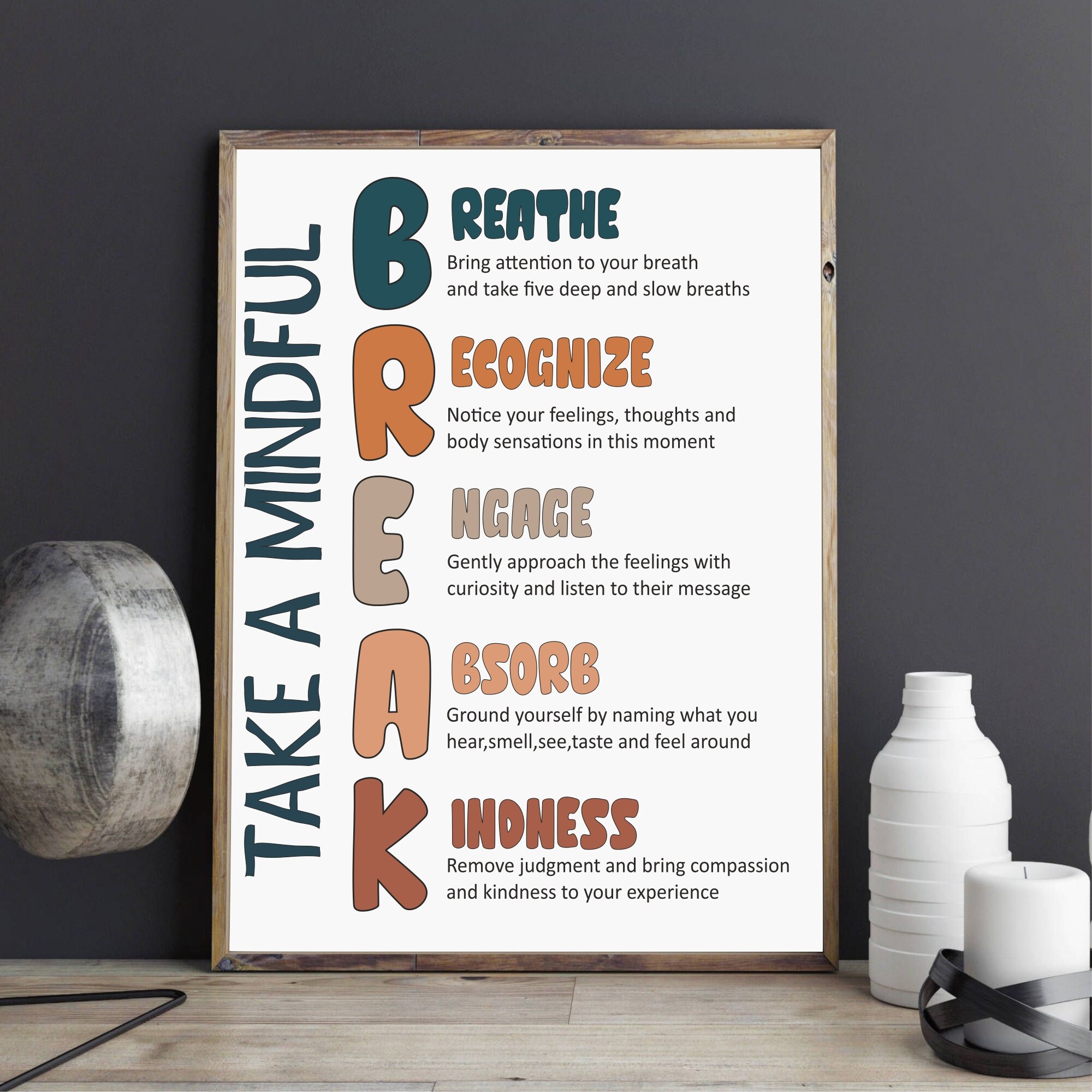 Mindfulness Break Wall Art Printables Counselor Self Care - Etsy