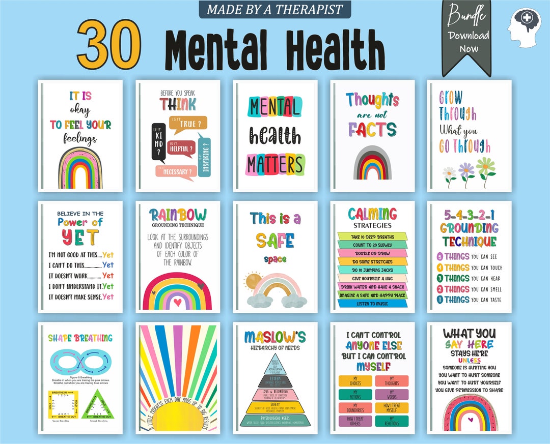 30 Therapy Art Health Room Sign Educational Posters Printable Emotions ...