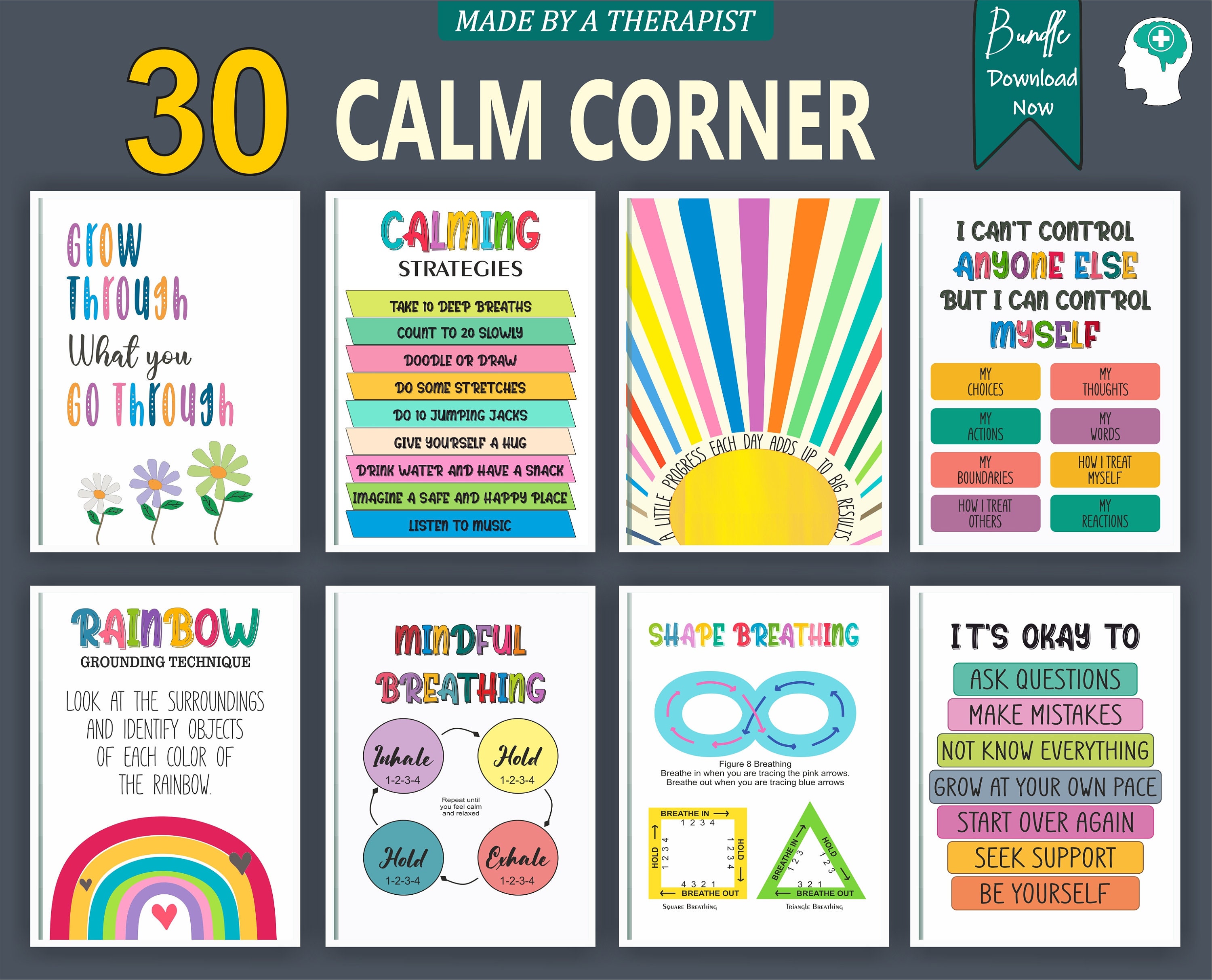 30 Calm Corner Printable School Counselor Posters Calming Corner ...