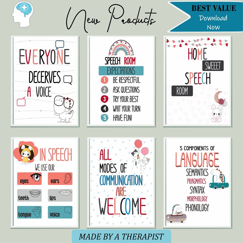 23 Speech Therapy SLP Office Decor Instant Download Speech Pathology ...
