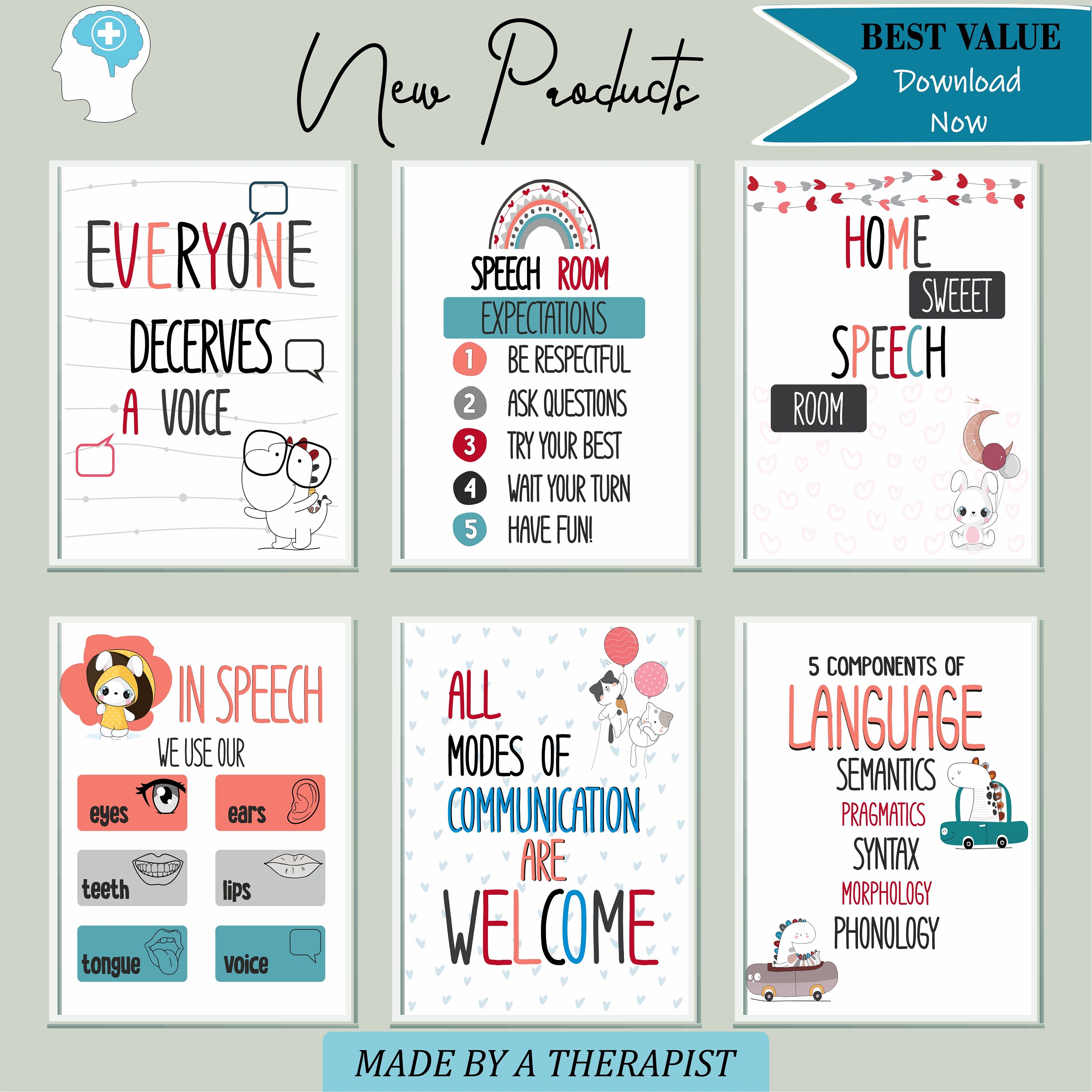 23 Speech Therapy SLP Office Decor Instant Download Speech Pathology ...