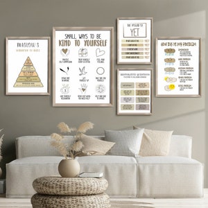 40 Boho Mental Health Posters Bulletin Board Kit Counseling Door Gifts ...