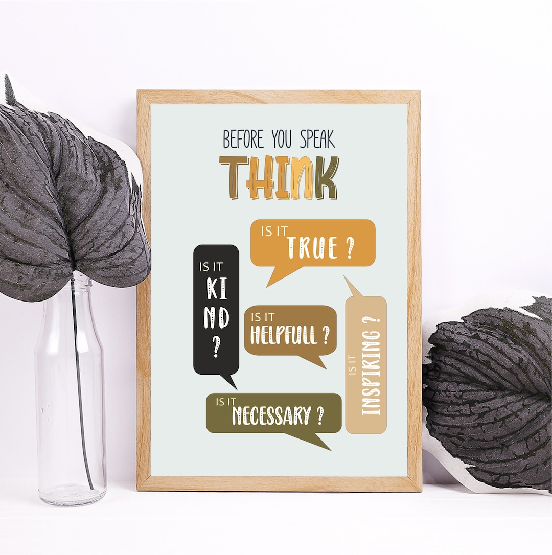 Think Before You Speak Poster Editable Classroom Posters - Etsy