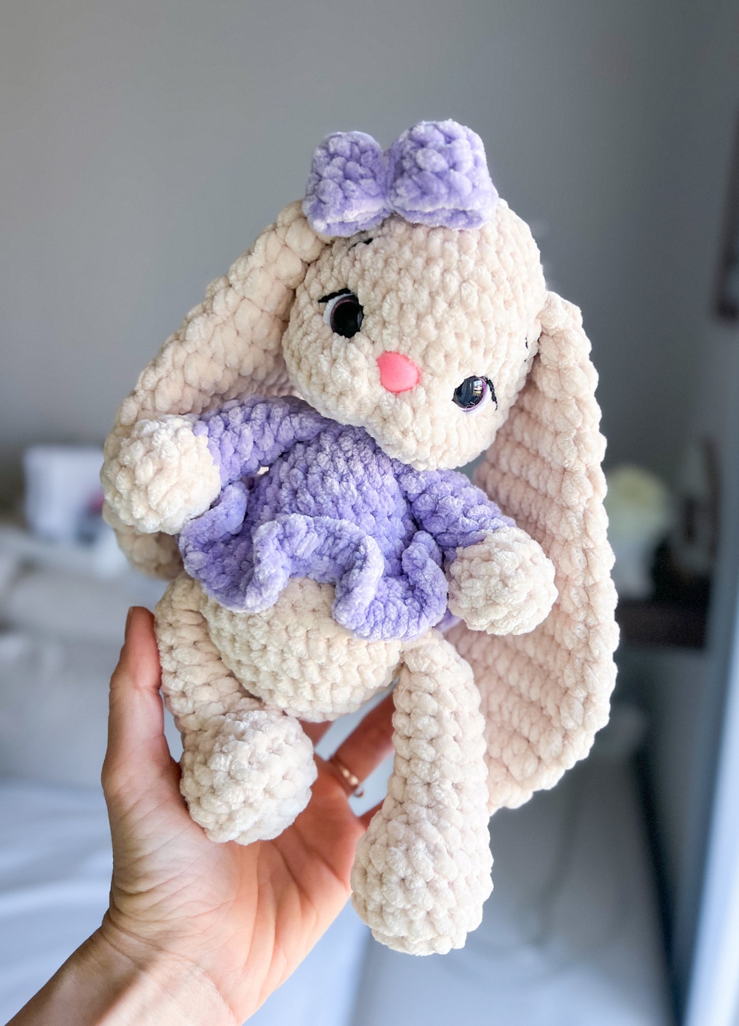 10" Crochet Bunny, Amigurumi Rabbit, Bunny Stuffed Toy, Stuffed Animals ...