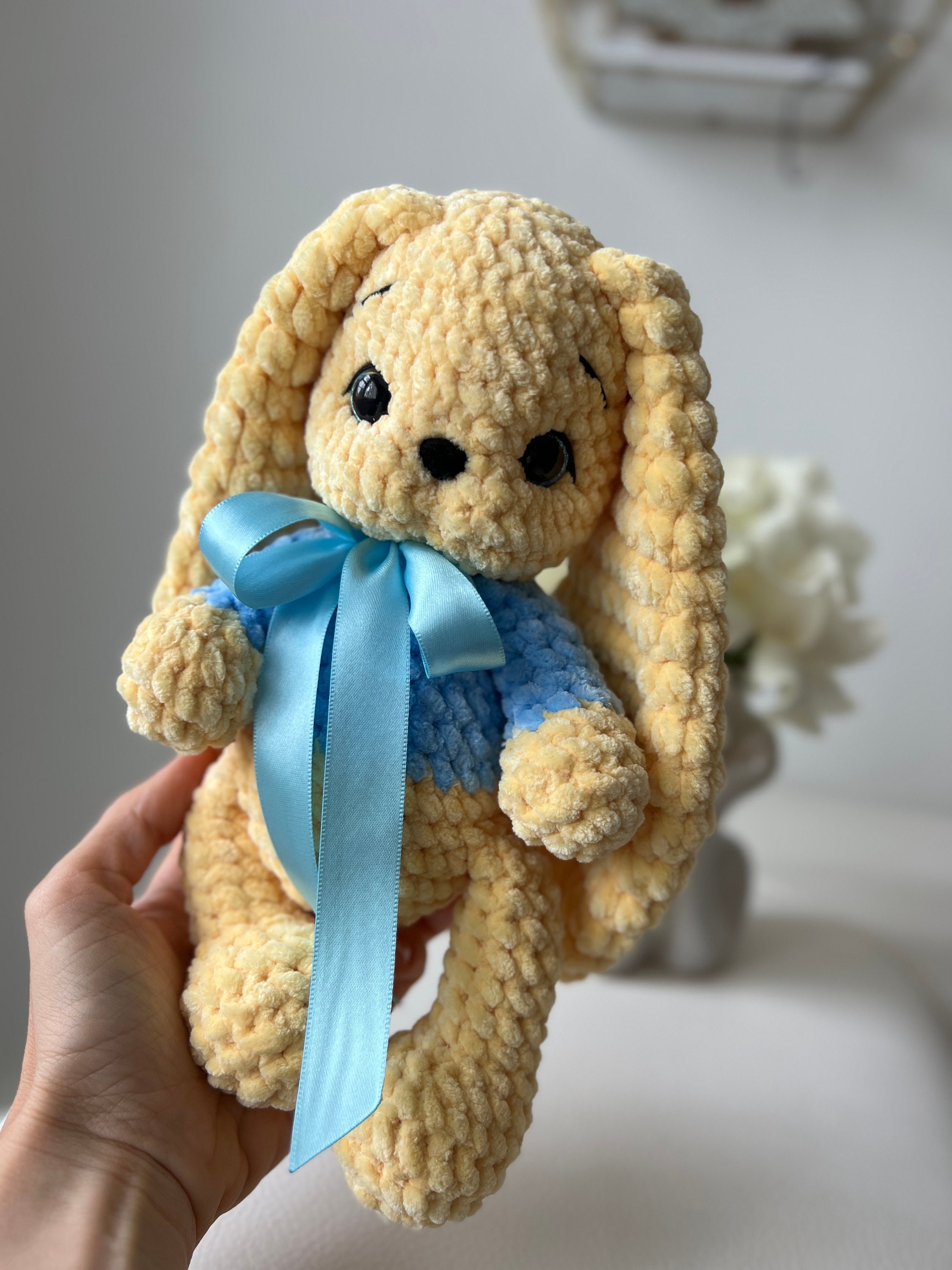 10" Crochet Bunny, Amigurumi Rabbit, Bunny Stuffed Toy, Stuffed Animals ...