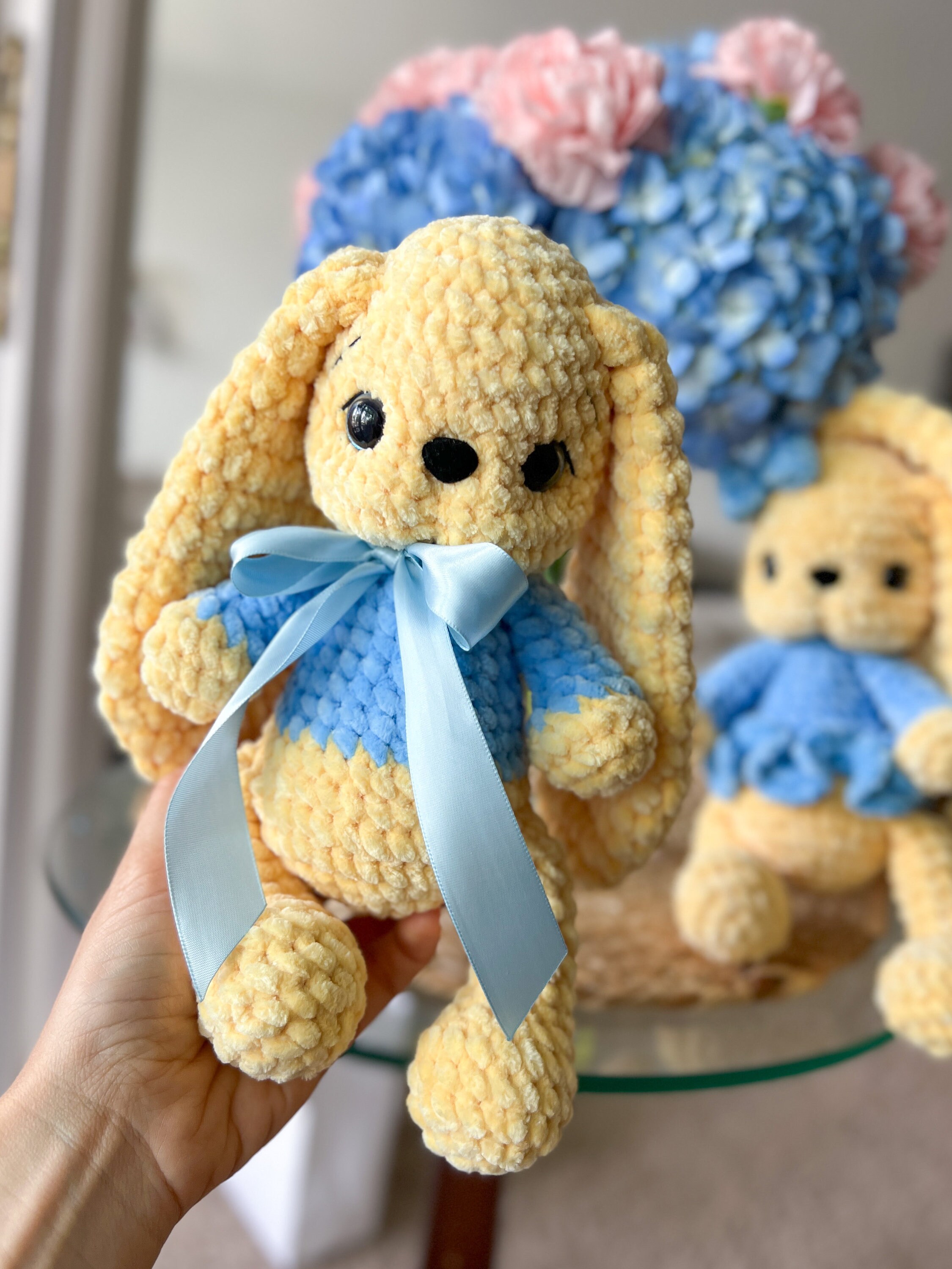 10" Crochet Bunny, Amigurumi Rabbit, Bunny Stuffed Toy, Stuffed Animals ...