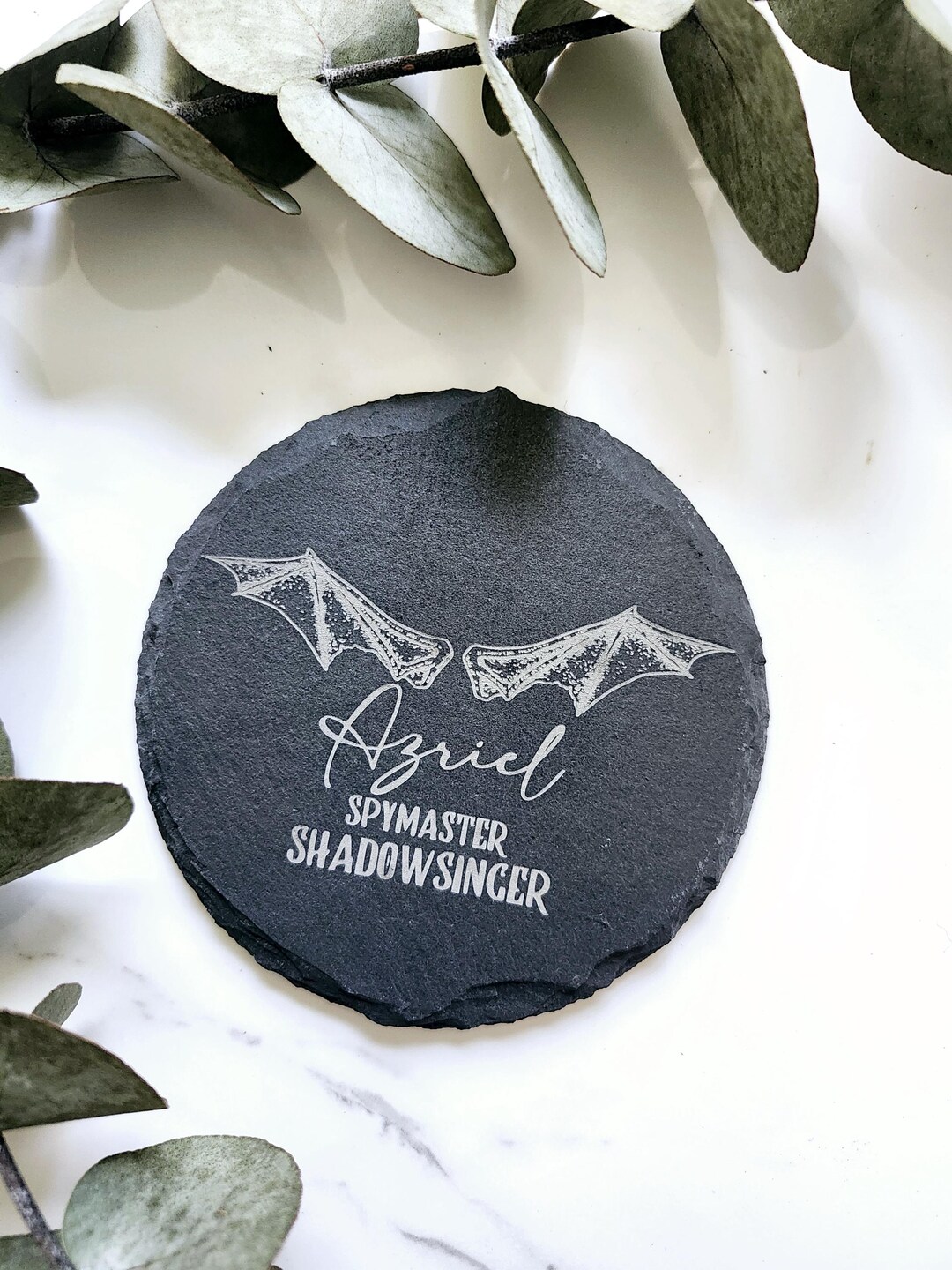 Azriel ACOTAR Inspired Bat Boy Slate Engraved Round Coaster - Etsy