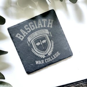 Fourth Wing Basgaith College Logo Square Slate Engraved Coaster - Etsy