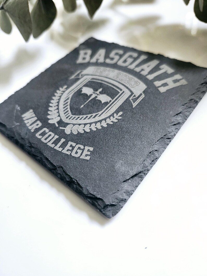 Fourth Wing Basgaith College Logo Square Slate Engraved Coaster - Etsy