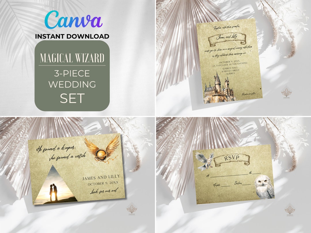 Wizard Themed Wedding Bundle, Diy Invitation,rsvp,save the Date, Hp ...