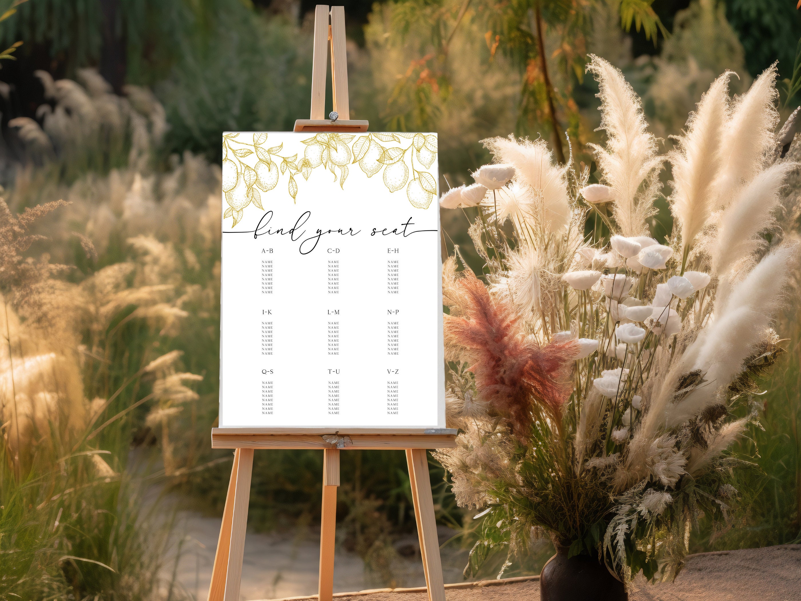 Lemon Themed Wedding Bundle, Printable Budget Wedding Invitation Set ...