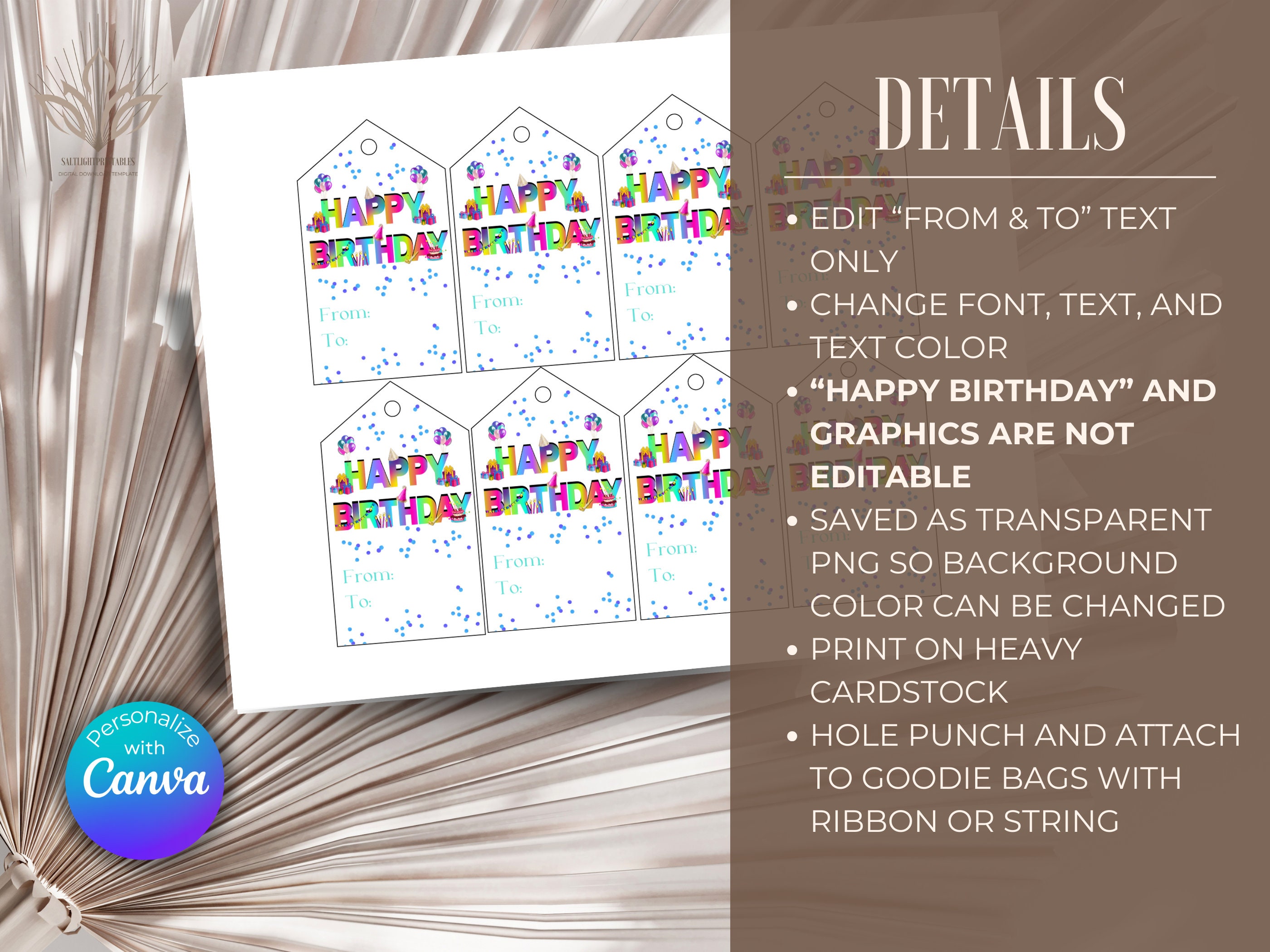 Editable Happy Birthday Gift Tags, Printable Birthday Gift Tags ...