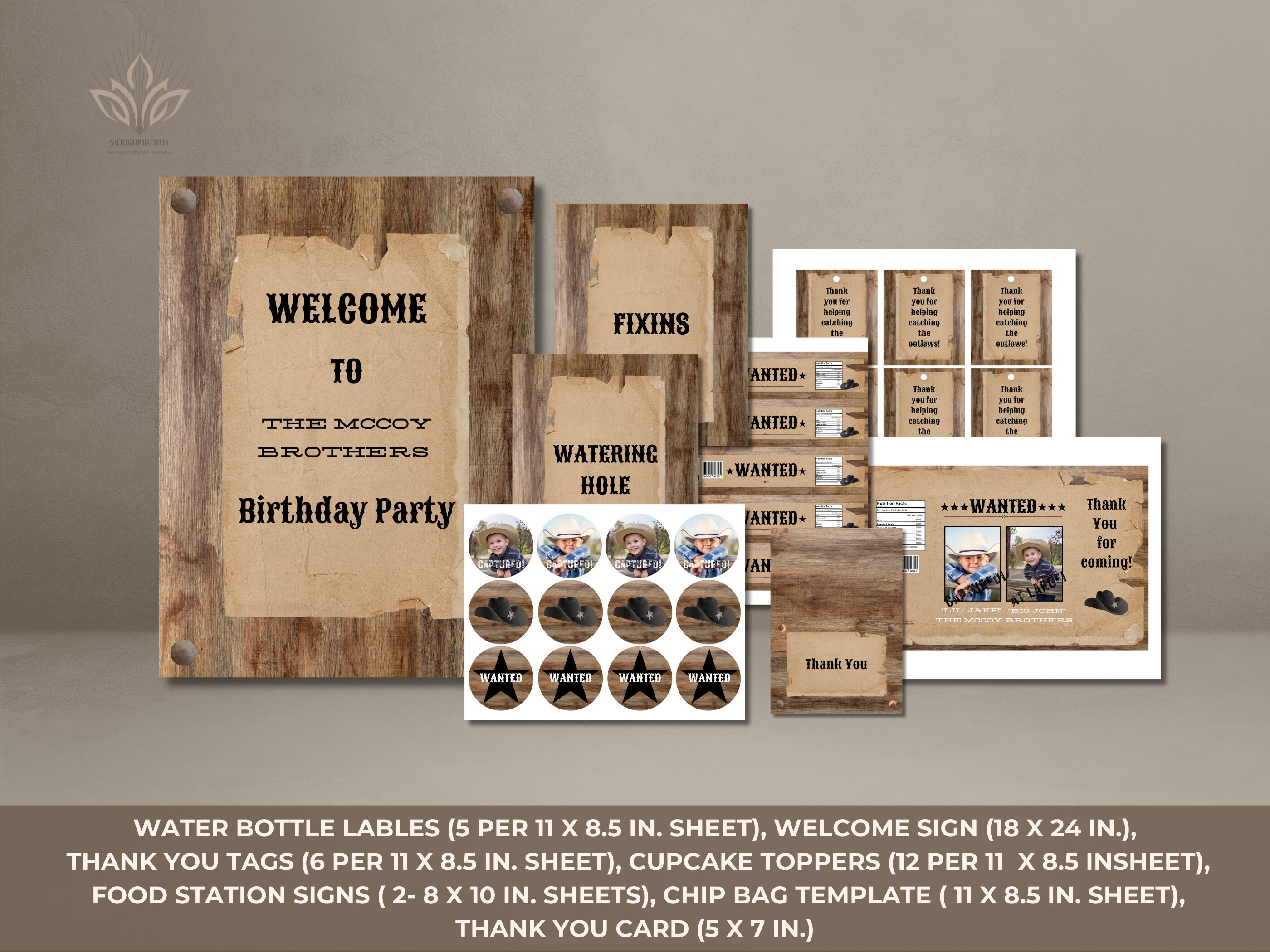 Wanted Poster Joint Birthday Party Bundle, Wanted Cowboy Theme Double ...