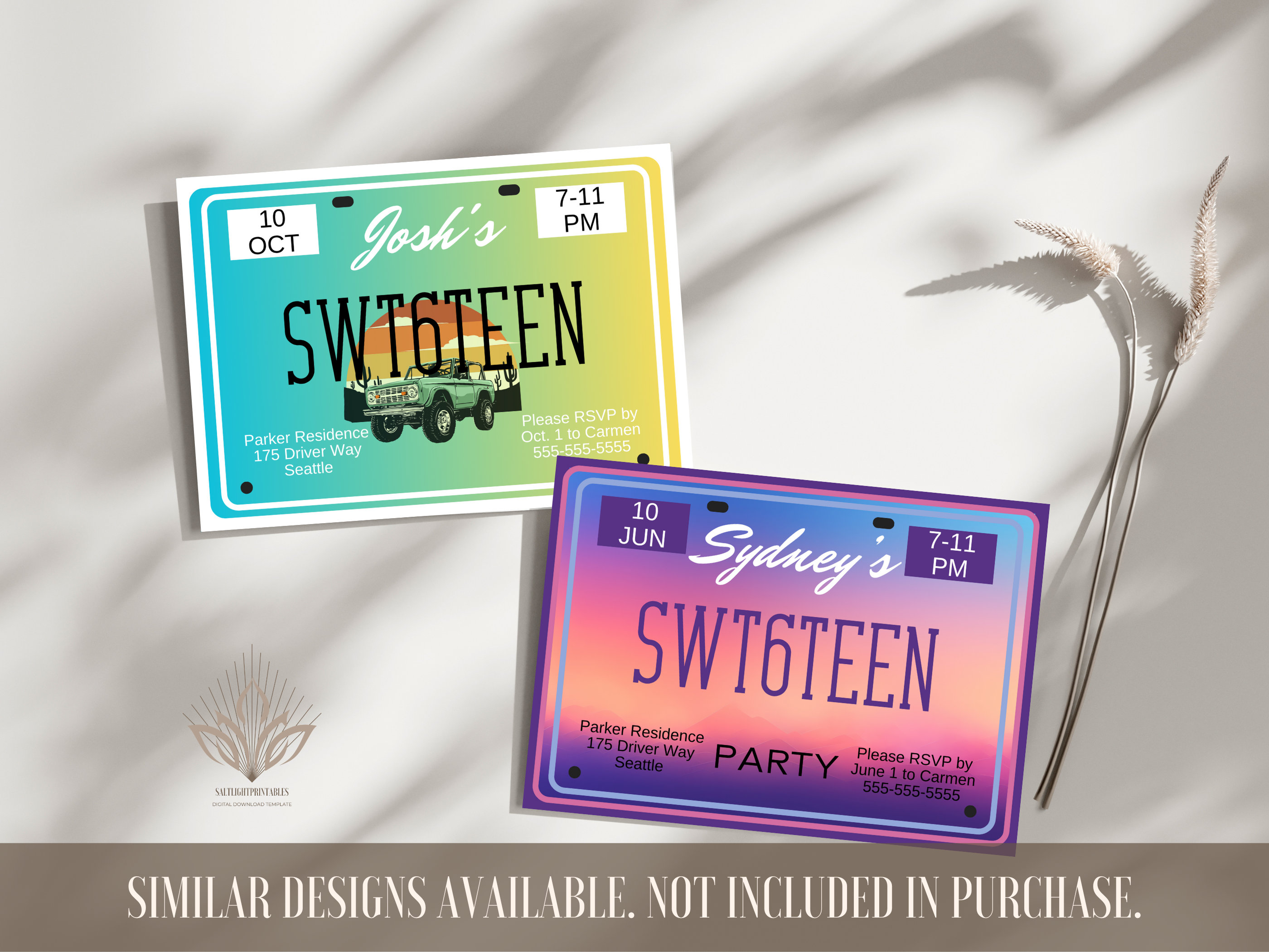 Boy's License Plate Printable 16th Birthday Invitation, Instant ...