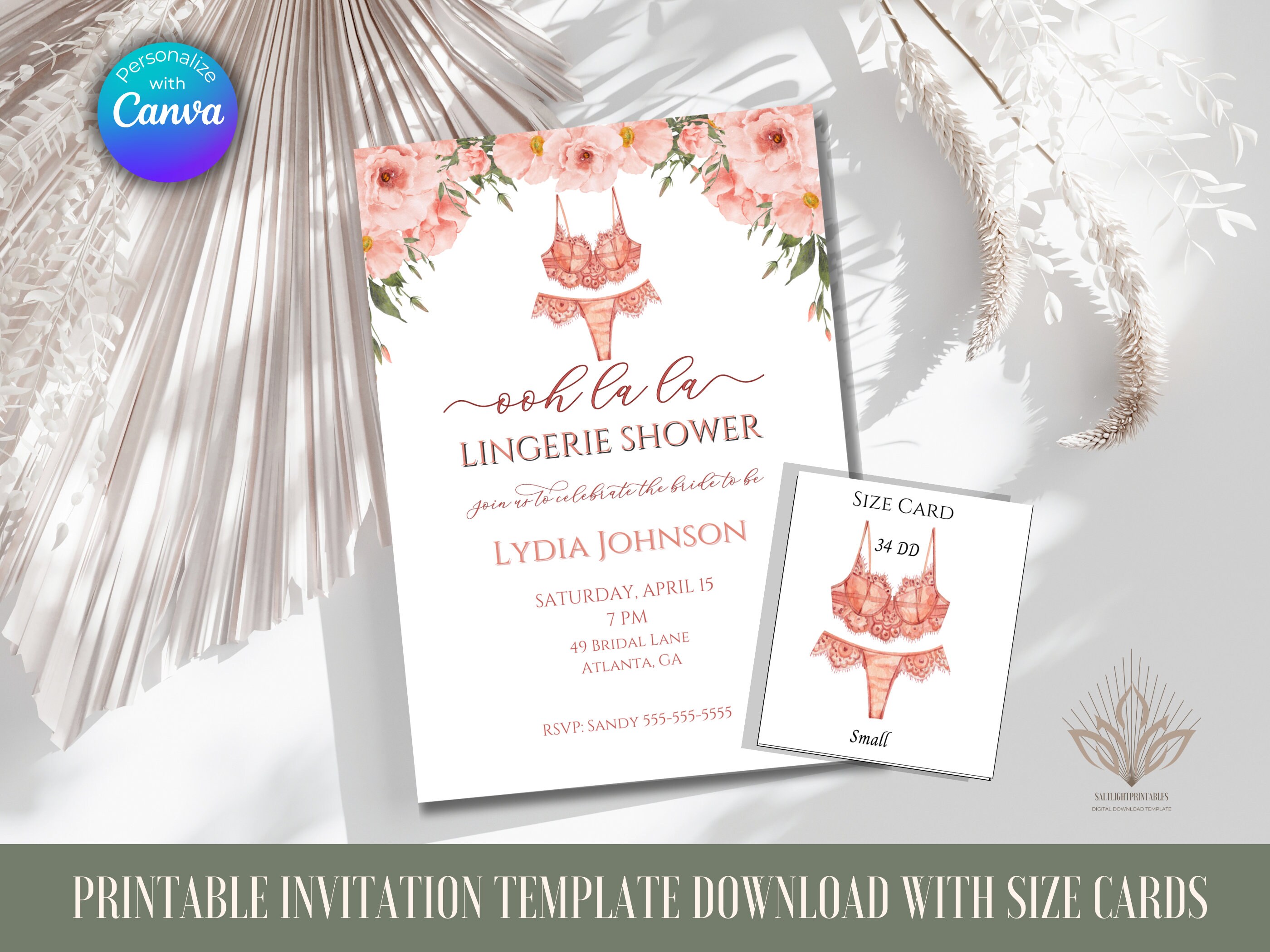 EDITABLE Ooh La La Lingerie Shower Printable Invitation Download ...