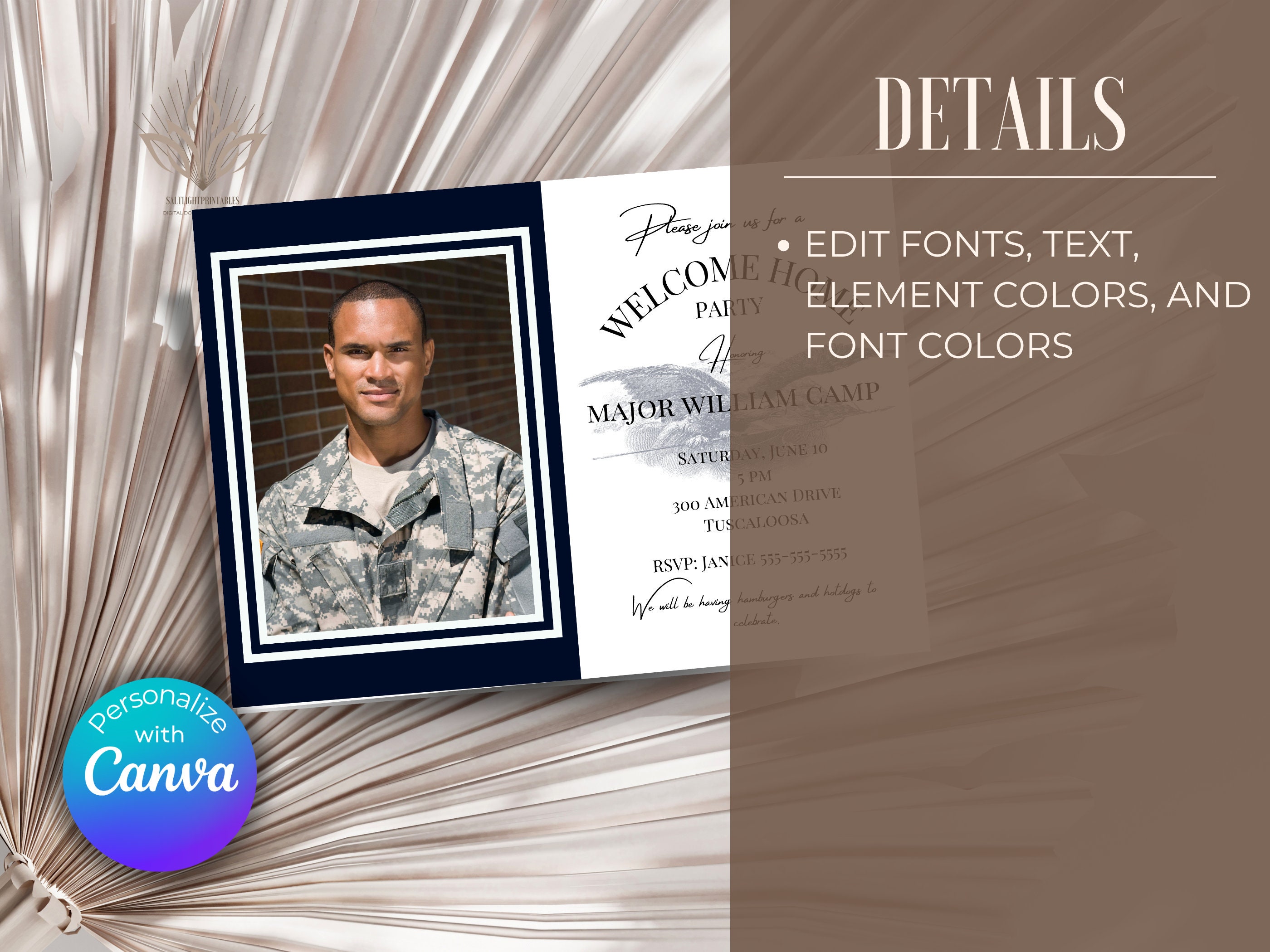 Military Welcome Home Party Invitation, Military Printable Invitation ...