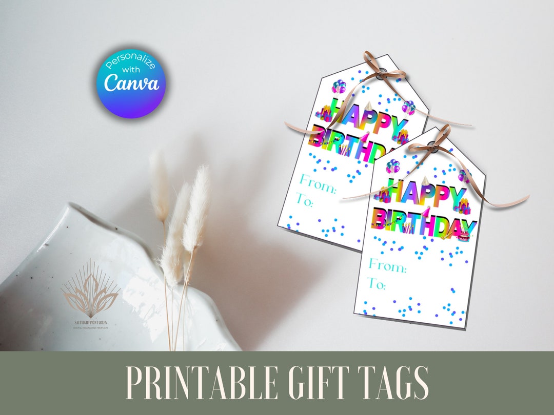 Editable Happy Birthday Gift Tags, Printable Birthday Gift Tags ...
