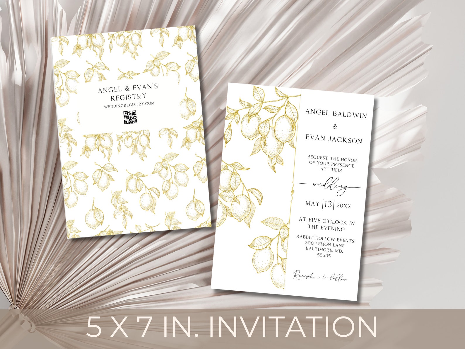 Lemon Themed Wedding Bundle, Printable Budget Wedding Invitation Set ...