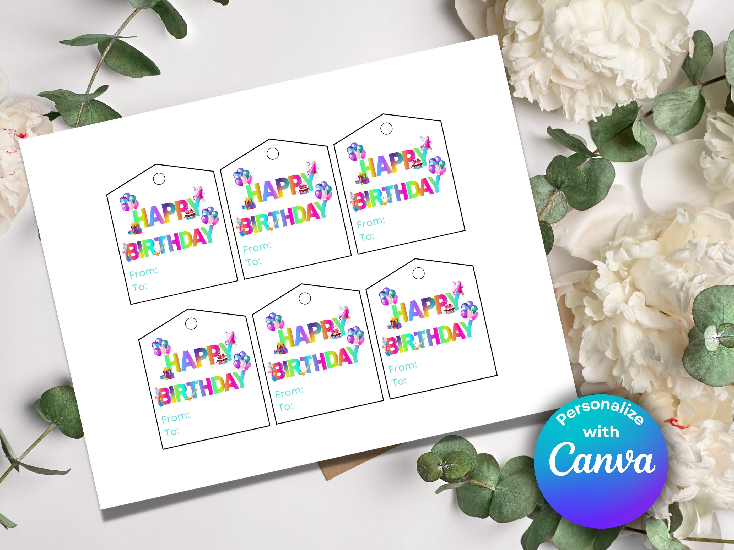 Editable Happy Birthday Gift Tags Printable Birthday Gift - Etsy