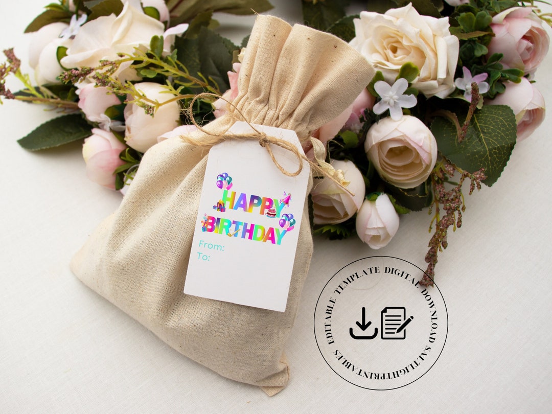 Editable Happy Birthday Gift Tags Printable Birthday Gift - Etsy