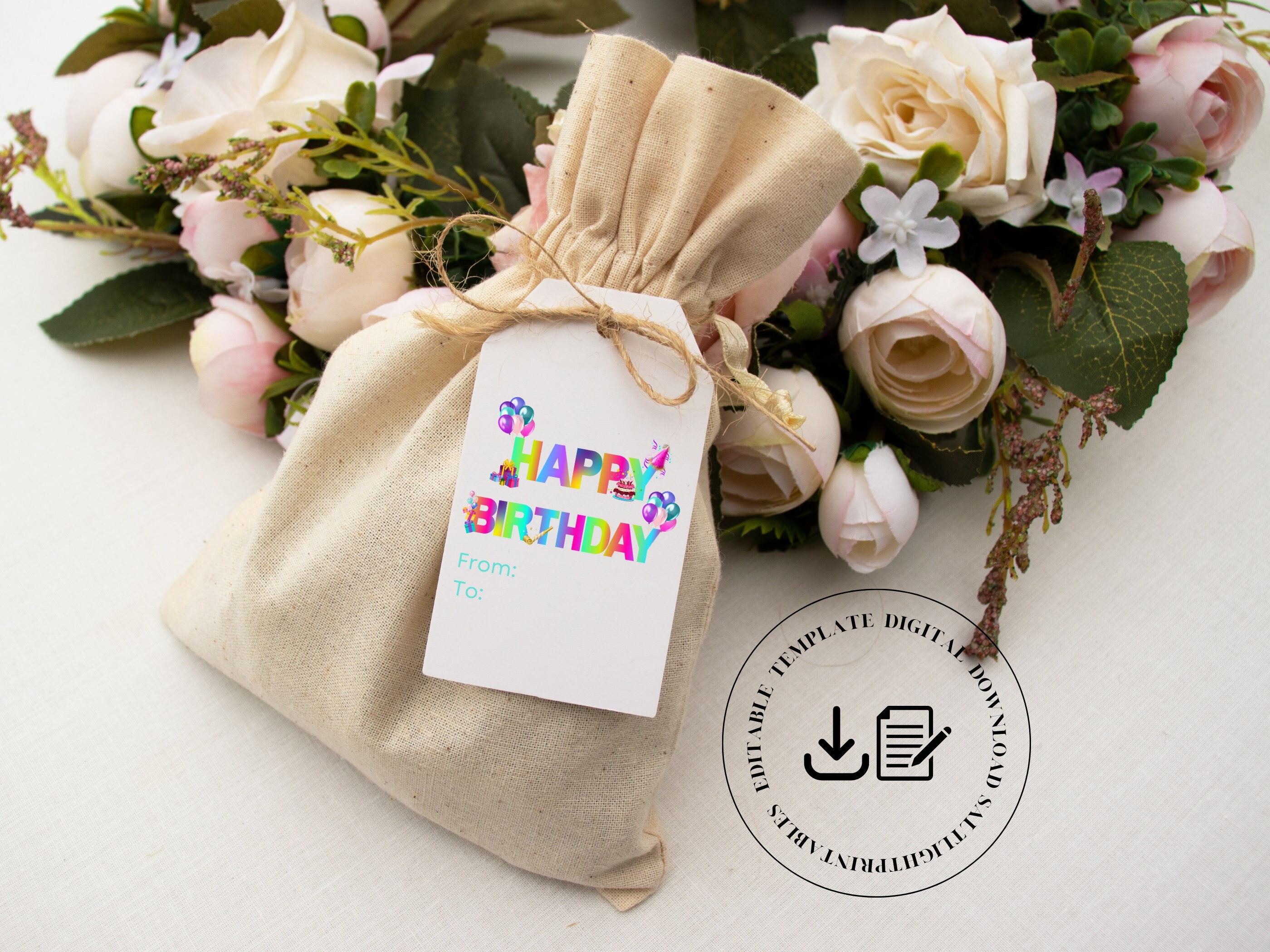 Editable Happy Birthday Gift Tags Printable Birthday Gift - Etsy