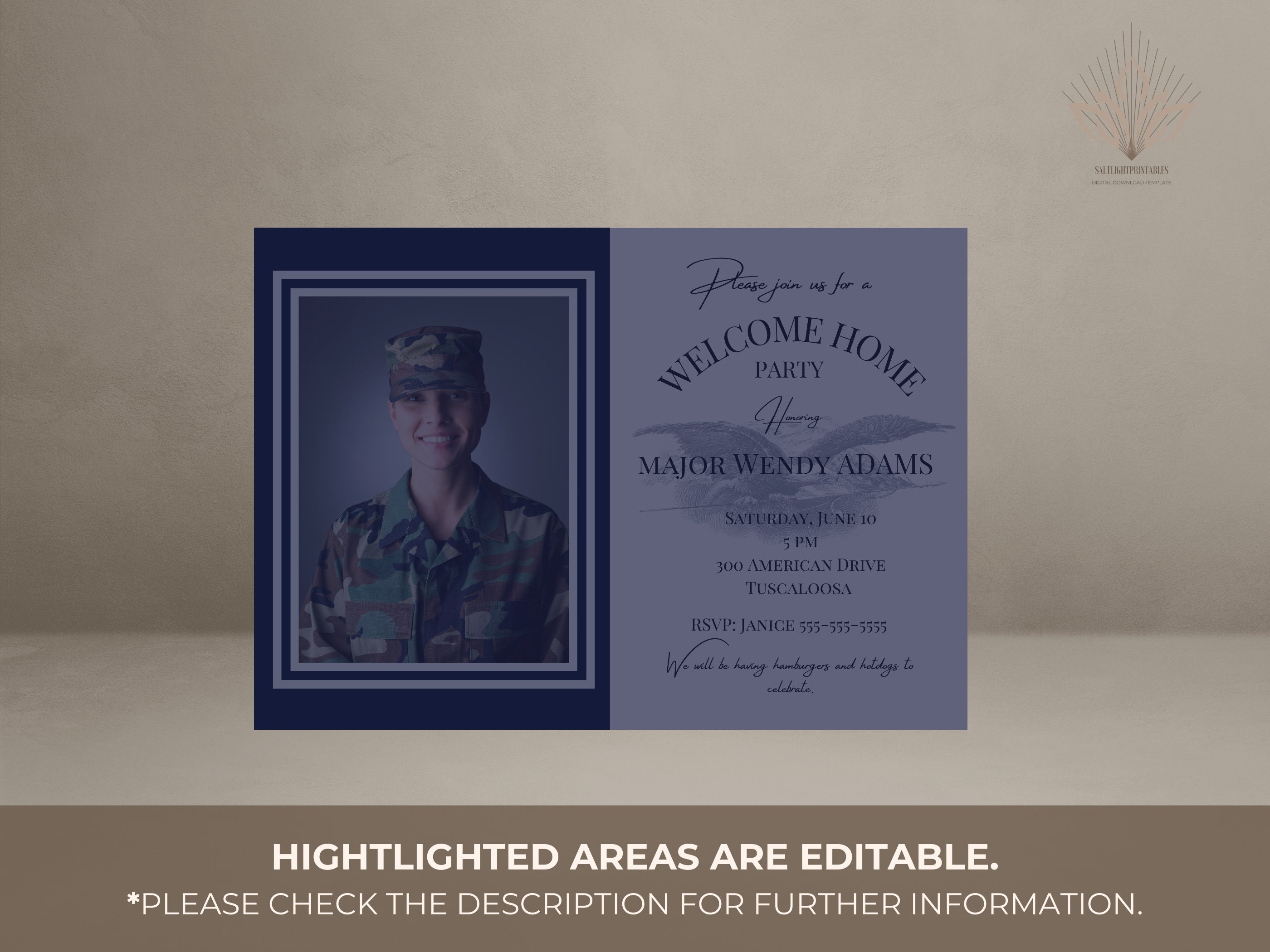Military Welcome Home Party Invitation, Military Printable Invitation ...