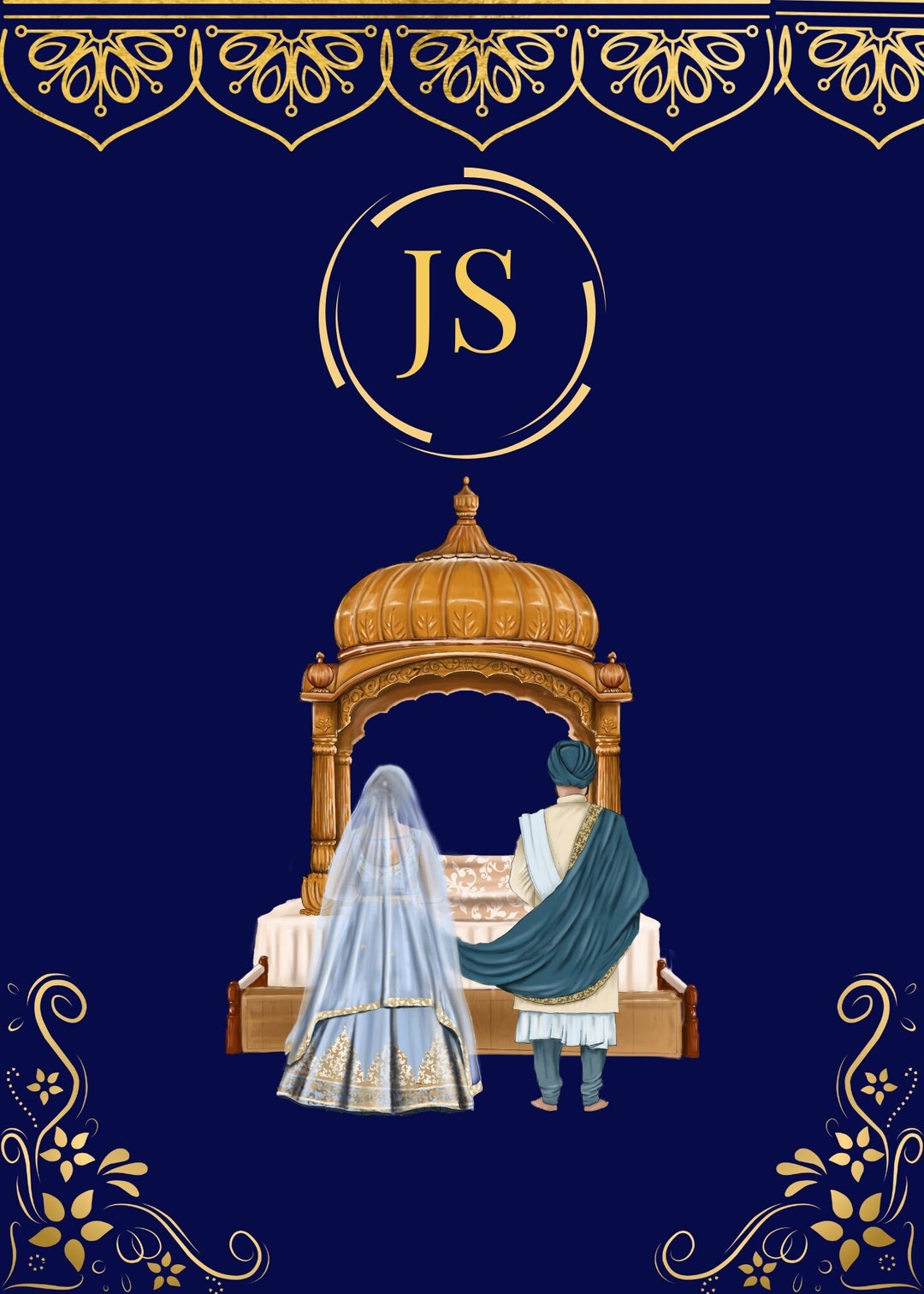 Sikh Wedding Invite Sikh Animated Wedding Invite Navy and - Etsy