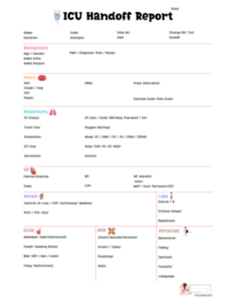 ICU Report Sheet + Day Shift Worklist - Etsy