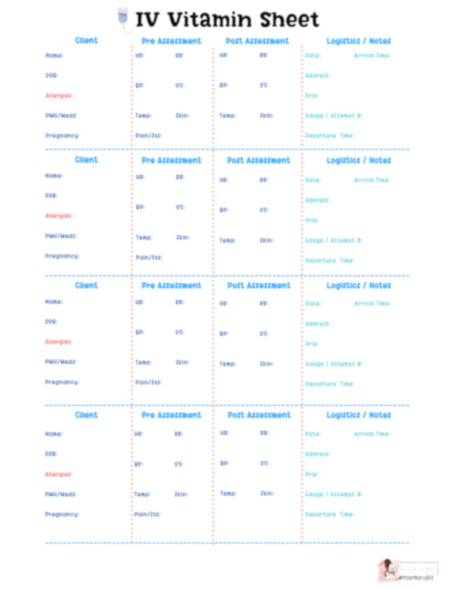 IV Infusion Report Sheet - Etsy