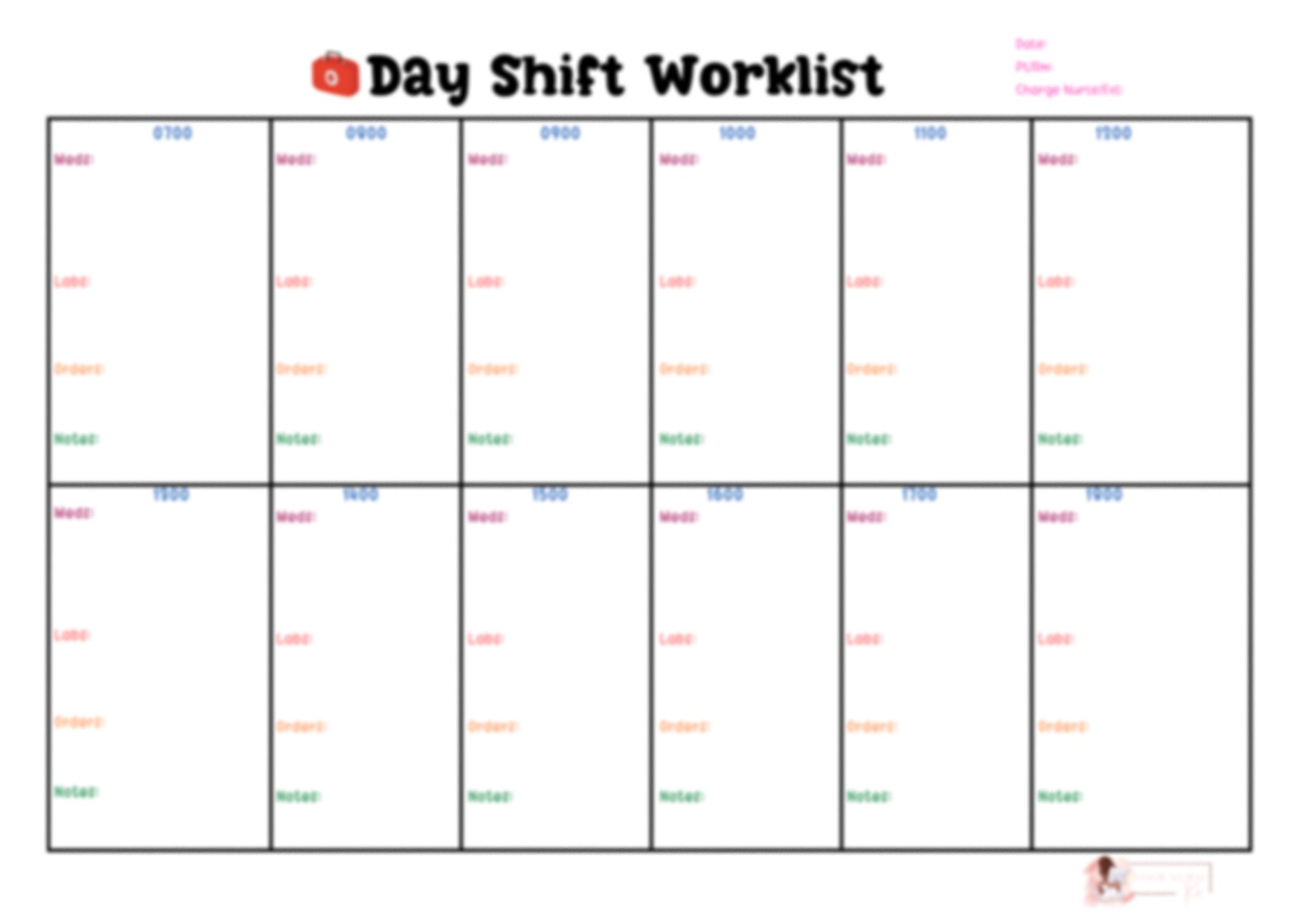 PICU Report Sheet + Day Shift Worklist - Etsy