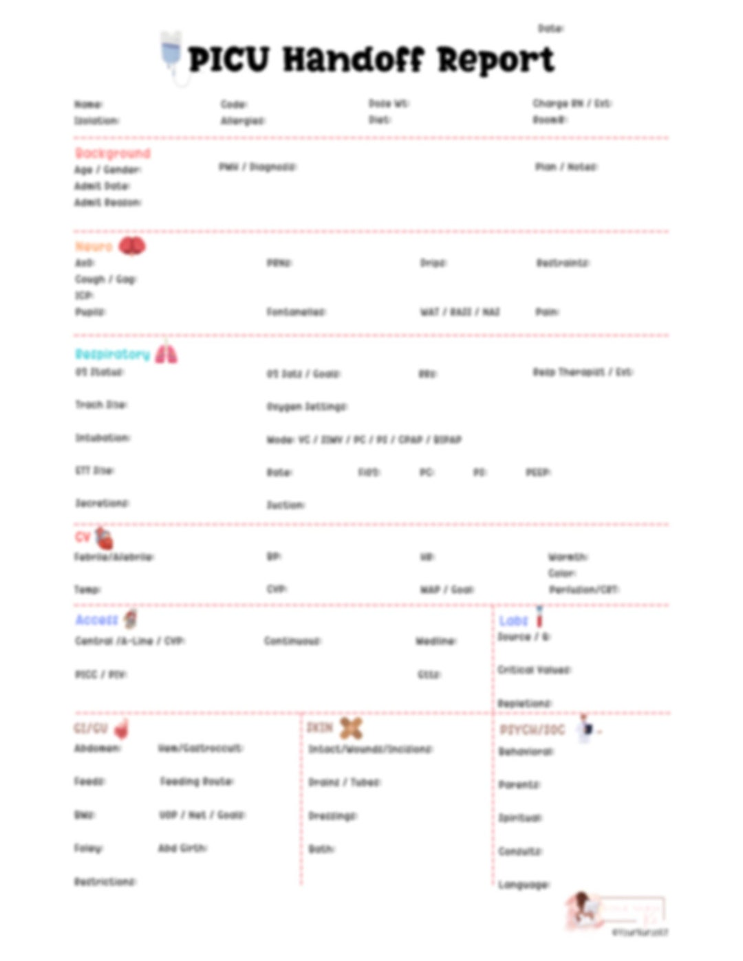 PICU Report Sheet + Day Shift Worklist - Etsy