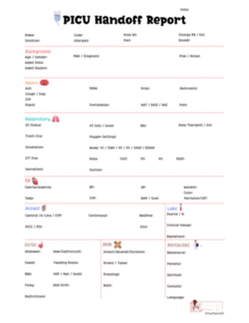 PICU Report Sheet + Day Shift Worklist - Etsy