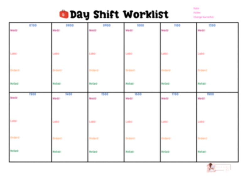 ICU Report Sheet + Day Shift Worklist - Etsy