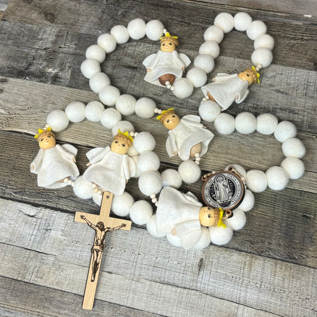 Extra Large White Wall Rosary | Angel Wall Rosary | Decorative Angel Wall Rosary | Handmade ...