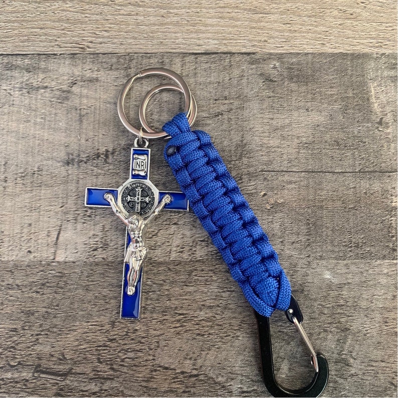 Paracord St Benedict Crucifix Keychain: Handmade Catholic Keychain - Etsy