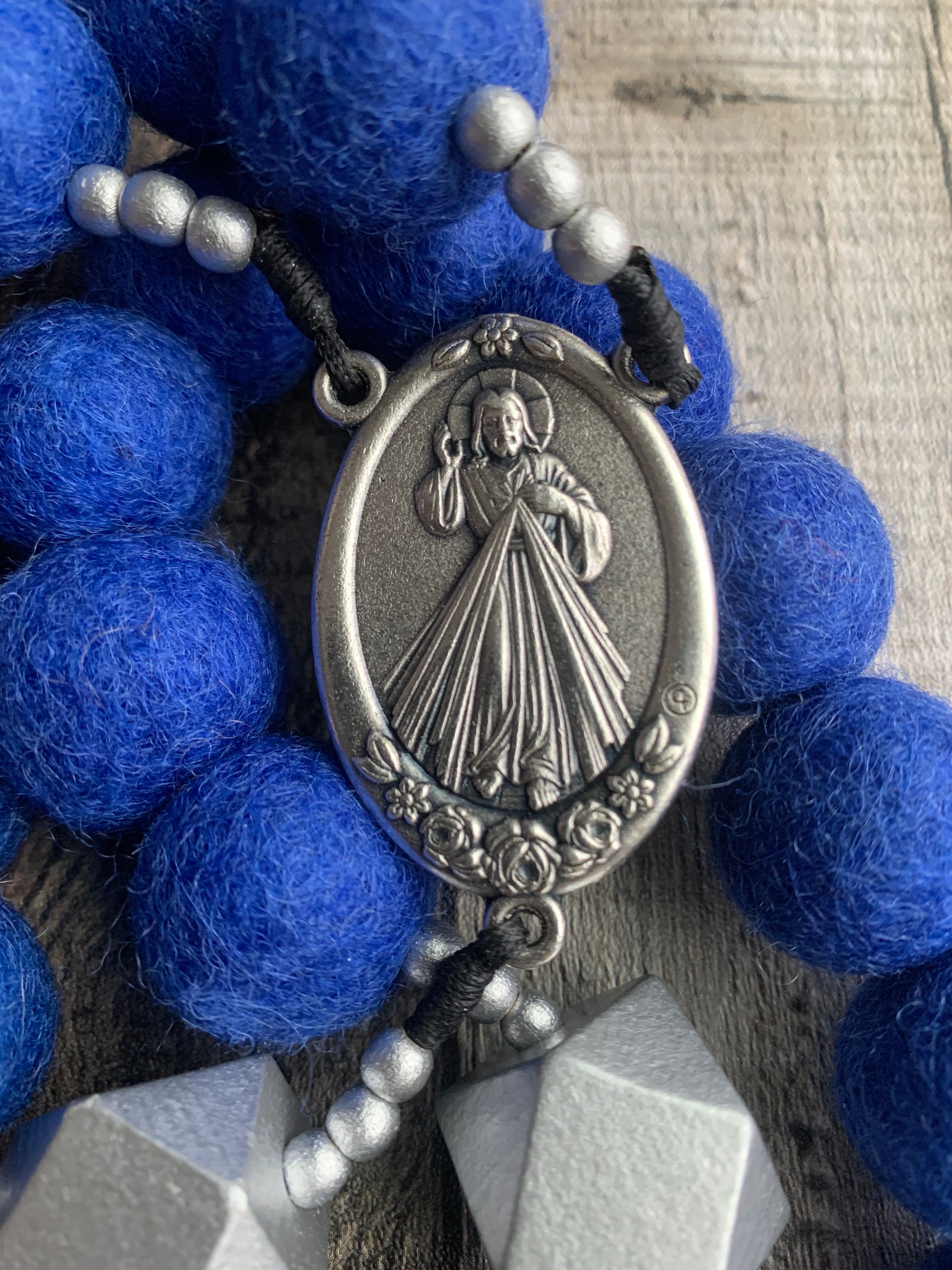 Divine Mercy Blue Wall Rosary Handmade Catholic Wall Rosary Pieta Wall ...