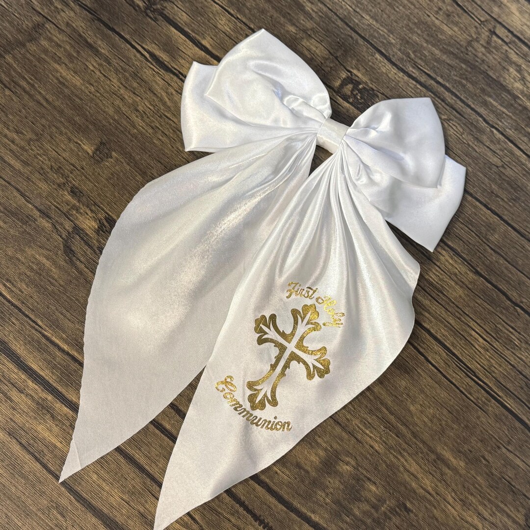 Personalized First Holy Communion Hair Bow: Monogrammed Girl Accessory ...