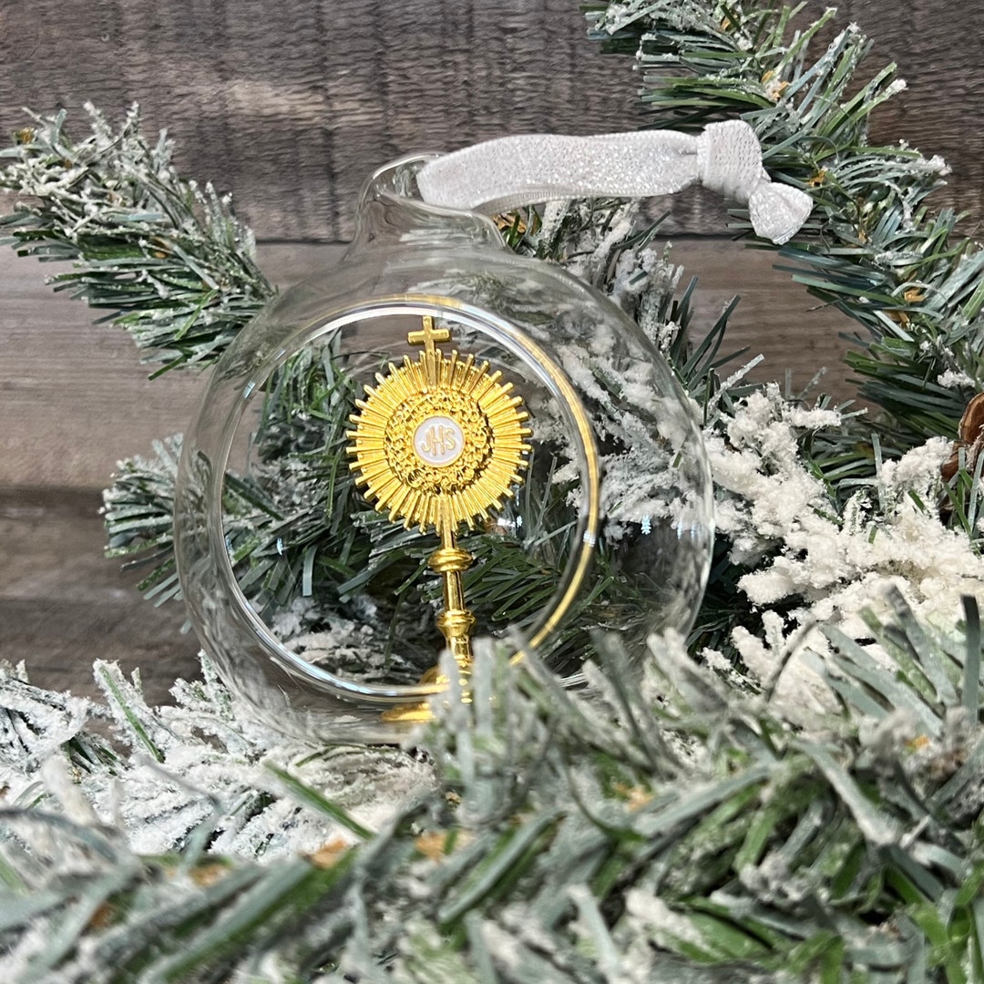 Hand Blown Glass Catholic Ornament Monstrance Ornament Catholic Favor ...